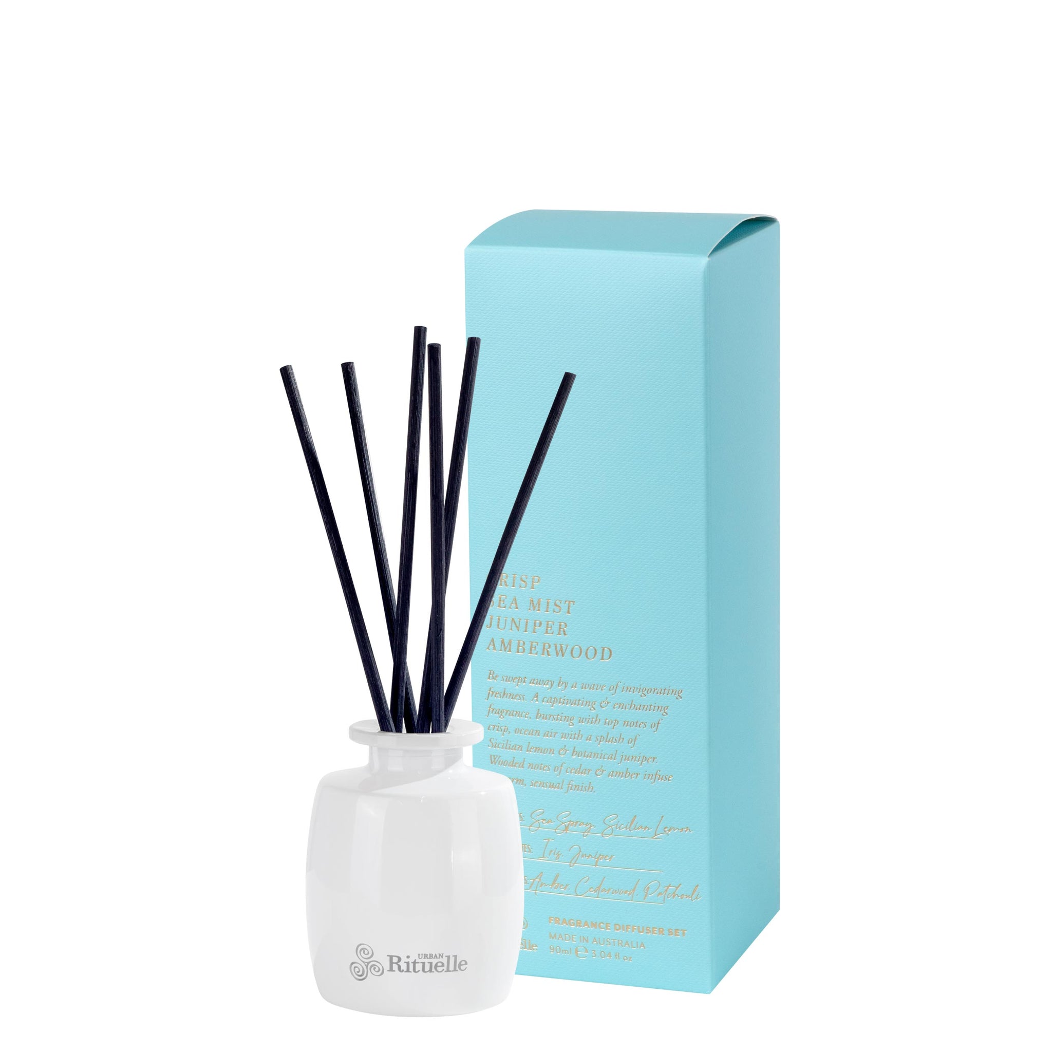 Apotheca - Fragrance Diffuser Set - Crisp Sea Mist, Juniper, Amberwood